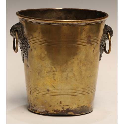An early 20th century French pewter-mounted brass bucket-form Champagne ...