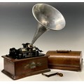 An early 20th century Edison Bell Type 2 standard phonograph, oak case ...