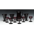 A 19th century amethyst glass lemonade set, for six, comprising goblets ...