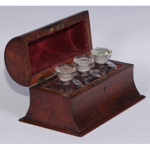 A Victorian walnut domed concave rectangular scent casket, hinged cover ...