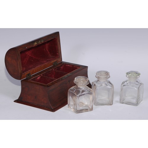 A Victorian walnut domed concave rectangular scent casket, hinged cover ...