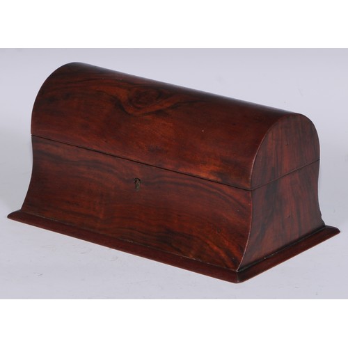 A Victorian walnut domed concave rectangular scent casket, hinged cover ...