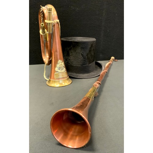 A Notts & Derbys Regimental brass and copper bugle, Haig London ...
