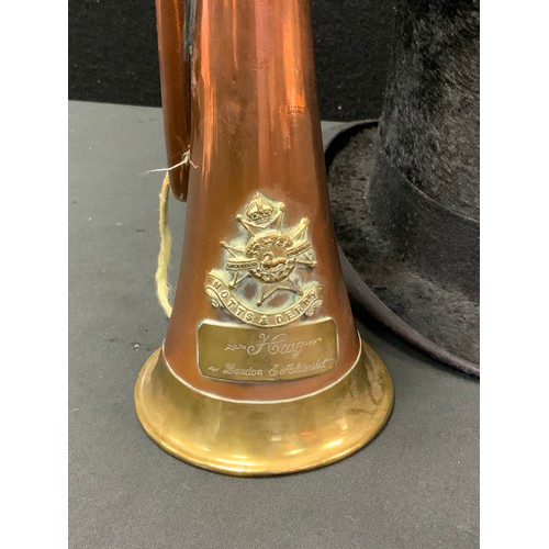 A Notts & Derbys Regimental brass and copper bugle, Haig London ...