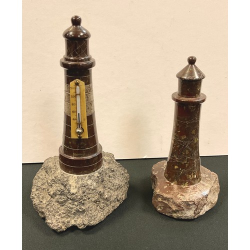 An early 20th century Cornish serpentine novelty desk thermometer, as a ...