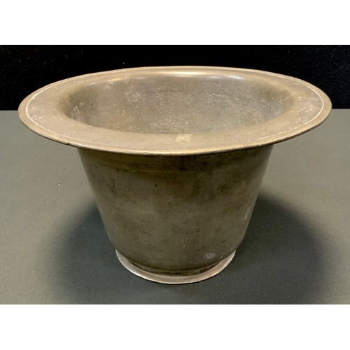 An 18th century pewter Welsh Hat commode, (stool pan), deep everted rim ...