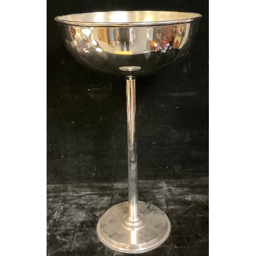 A polished chrome free standing ice cooler, circular reservoir, plain ...