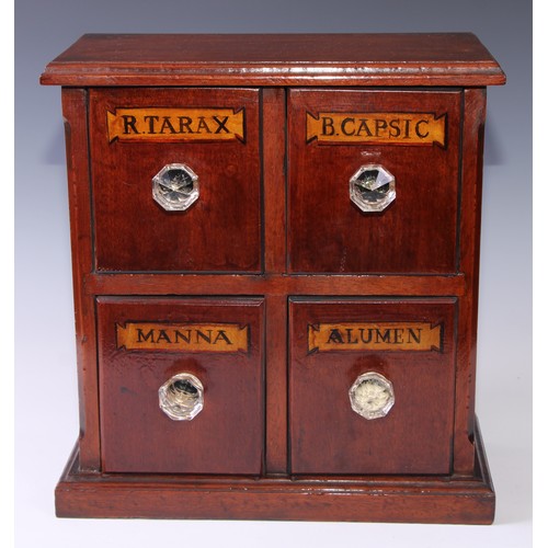 A mahogany table-top chest, as an apothecary cabinet, rectangular top ...