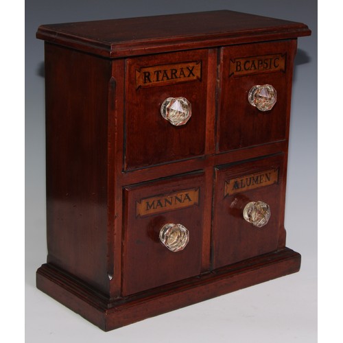 A mahogany table-top chest, as an apothecary cabinet, rectangular top ...