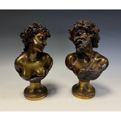 V Codina (19th century), a pair of brown patinated bronze busts ...