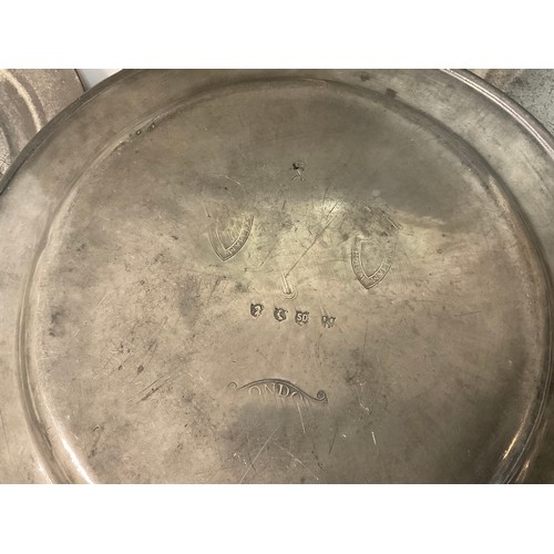 Pewter - a pair of 18th century pewter naval plates, touch marks to the ...