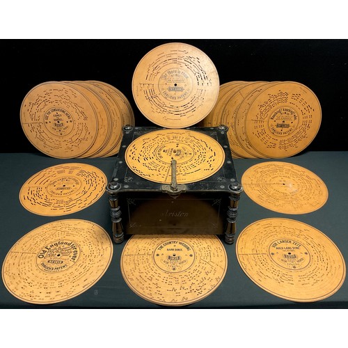 A late 19th century German Ariston Organette (Ehrlich Patent) hand ...