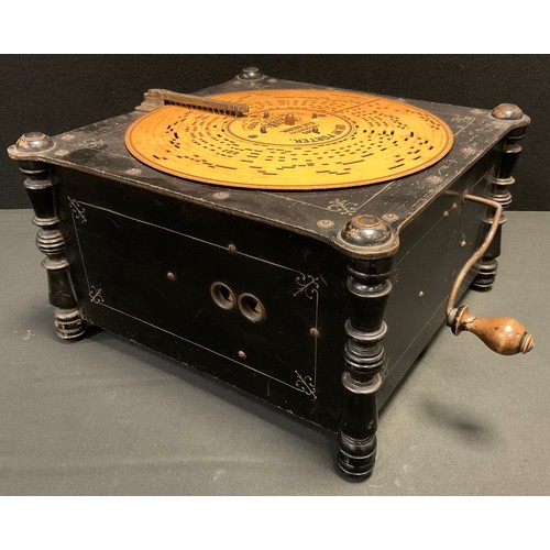 A late 19th century German Ariston Organette (Ehrlich Patent) hand ...
