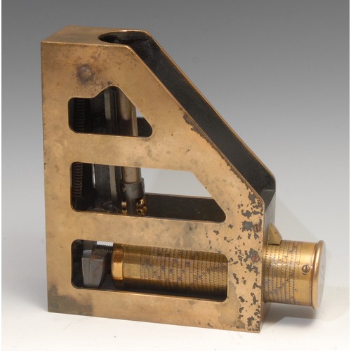 An early 20th century brass and black painted clinometer, by J Hicks, 8 ...
