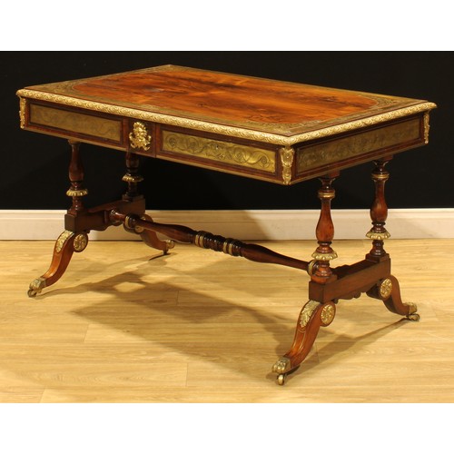 A Regency ormolu mounted rosewood and brass marquetry rectangular ...