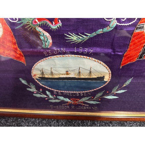 WW2 Third Reich Silk Embroidery for a crew member of "SS Preussen" 23 ...