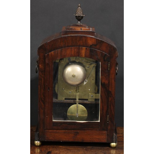 A Regency rosewood and brass marquetry bracket clock, 20cm convex dial ...