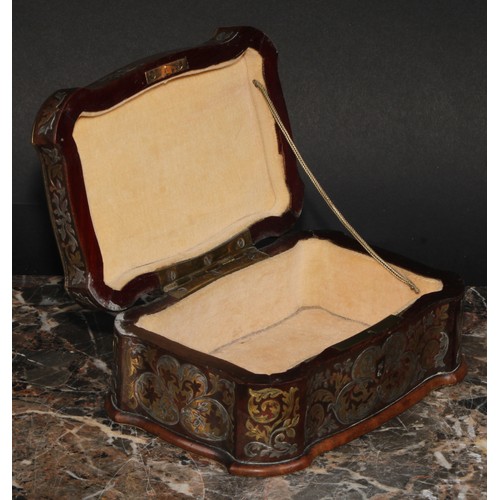 A 19th century French mahogany and marquetry, shaped rectangular ...