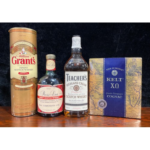 A bottle of Grant's Scotch whisky, 70cl, in cardboard cylinder box; a ...