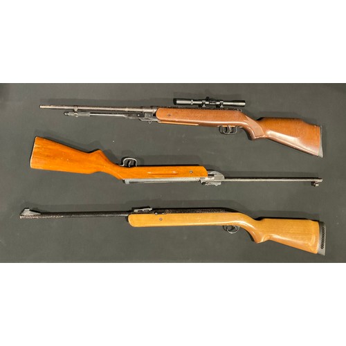 A BSA Airsporter, a/f; two other air rifles, one with telescopic sight