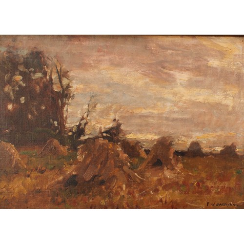 Frederick William Jackson (1859 - 1918) Corn Stooks at Twilight signed ...