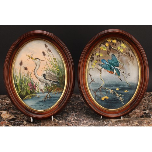 Robin Gibbard (1930-2014) a pair, Kingfisher and Heron, signed with ...