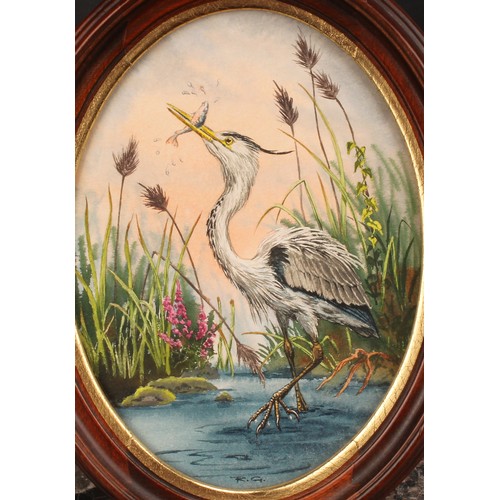 Robin Gibbard (1930-2014) a pair, Kingfisher and Heron, signed with ...