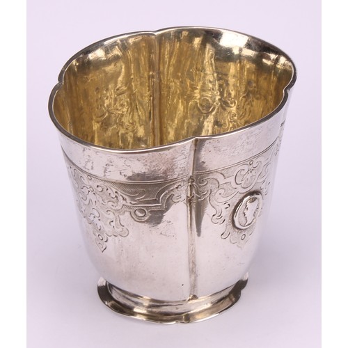 A graduated pair of 18th century German lobed oval stacking beakers ...