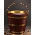 A Dutch brass bound coopered oyster bucket or peat bucket, 47cm high ...