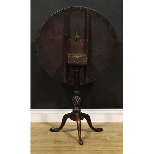A 19th century mahogany tripod occasional table, one-piece circular ...