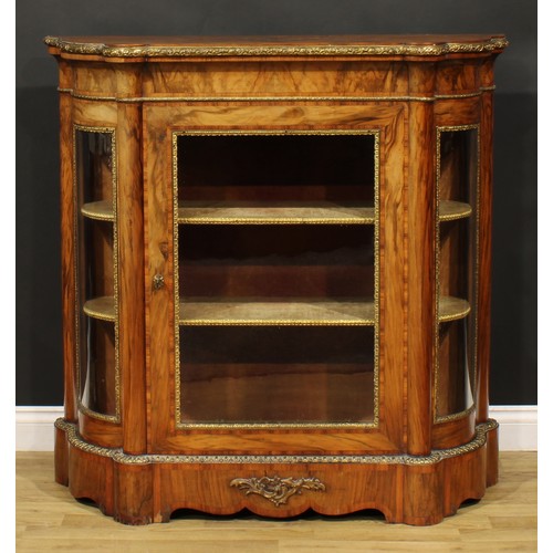A Victorian gilt metal mounted rosewood crossbanded walnut credenza ...