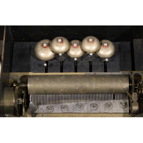 A large 19th century Swiss rosewood and marquetry rectangular bells-in ...