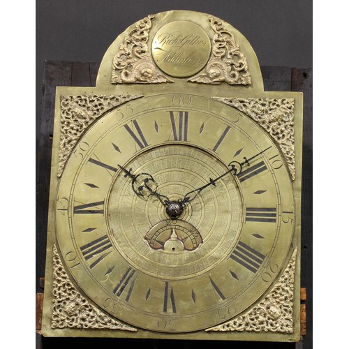 An 18th century Oxfordshire Quaker longcase clock, 30.5cm arched brass ...
