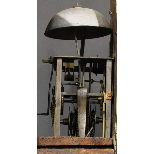An 18th century Oxfordshire Quaker longcase clock, 30.5cm arched brass ...