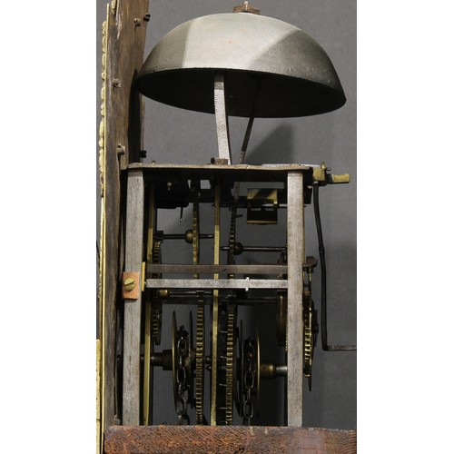 An 18th century Oxfordshire Quaker longcase clock, 30.5cm arched brass ...