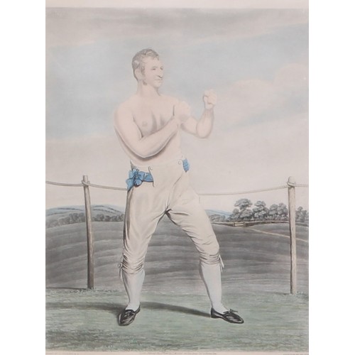 Boxing - a suite of five 19th century coloured engravings, portraits of ...