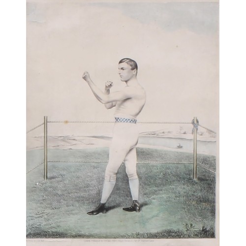 Boxing - a suite of five 19th century coloured engravings, portraits of ...