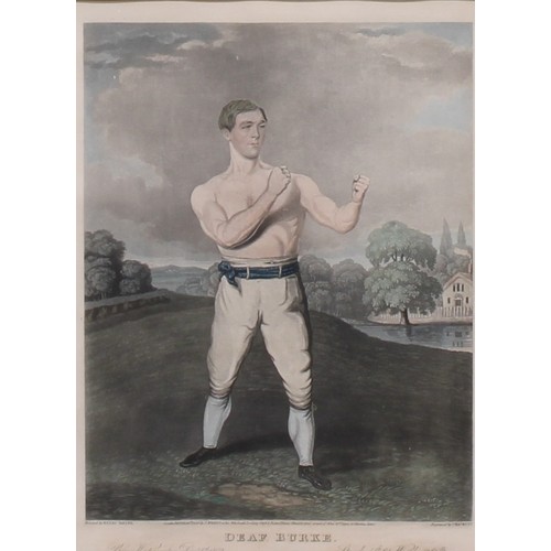 Boxing - a suite of five 19th century coloured engravings, portraits of ...