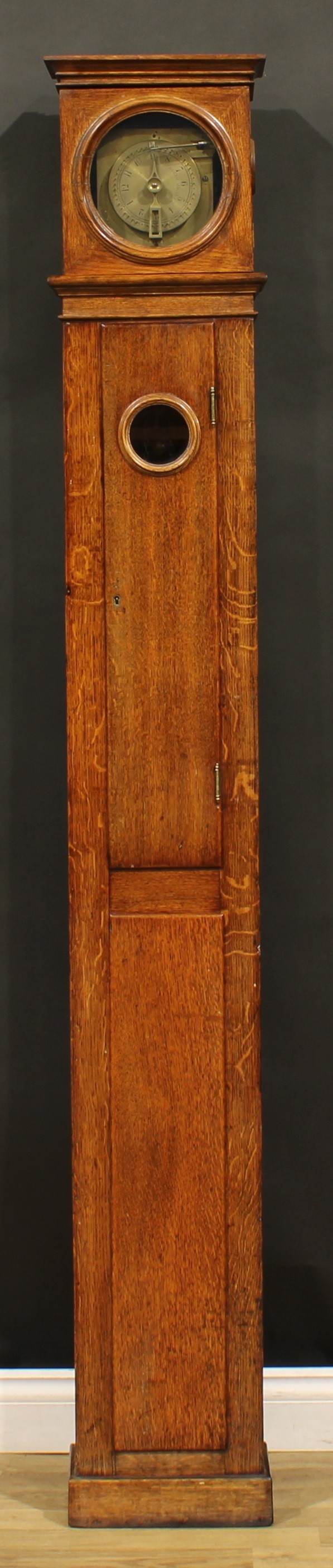 A 19th century oak nightwatchman’s noctuary longcase timepiece, 12.5cm ...