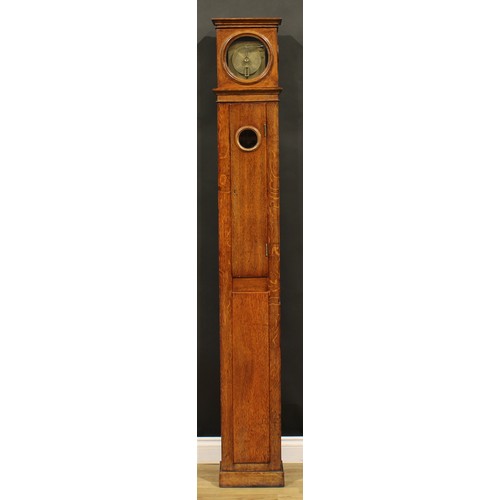 A 19th century oak nightwatchman’s noctuary longcase timepiece, 12.5cm ...