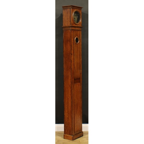 A 19th century oak nightwatchman’s noctuary longcase timepiece, 12.5cm ...
