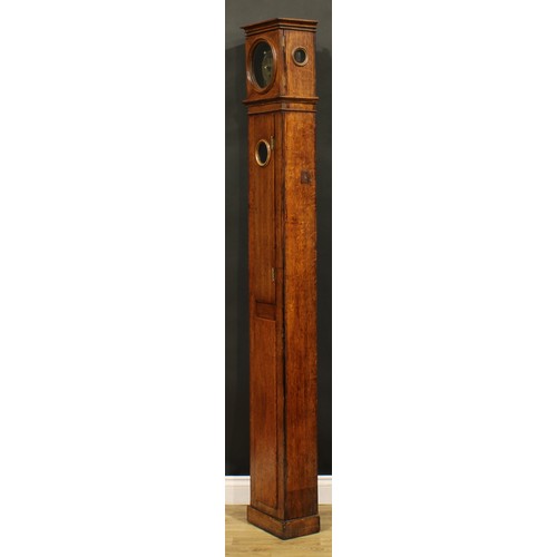 A 19th century oak nightwatchman’s noctuary longcase timepiece, 12.5cm ...