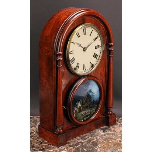 A 19th century American walnut shelf clock, 15cm painted dial inscribed ...
