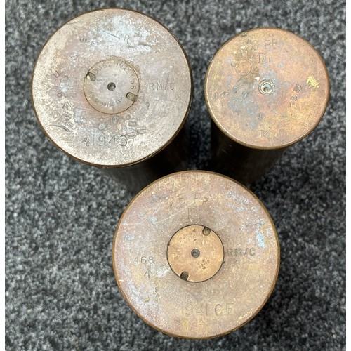 WW2 British Shell Cases and Trench Art to include two 25 Prd cases, one ...