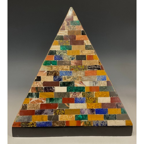 A large Grand Tour style specimen marble model, of a pyramid, with ...