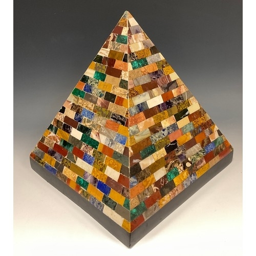 A large Grand Tour style specimen marble model, of a pyramid, with ...