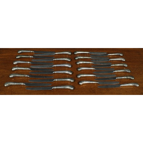 A set of twelve Elizabeth II silver hafted pistol grip dinner knives ...