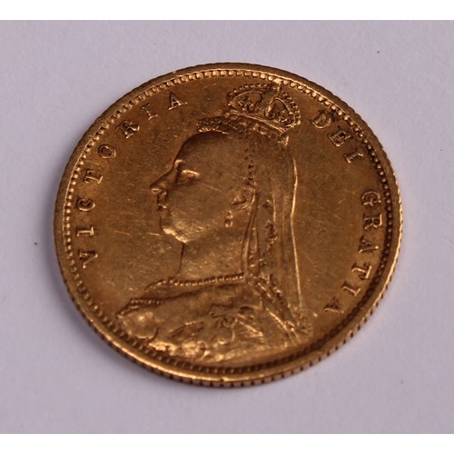 A Victorian gold shieldback half sovereign, 1892