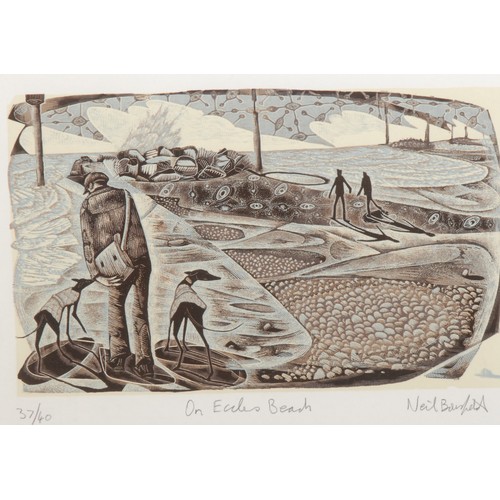 Neil Bousfield RE (Contemporary School) On Eccles Beach signed, titled ...