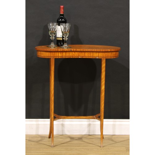 A Sheraton Revival satinwood kidney shaped lamp or occasional table ...